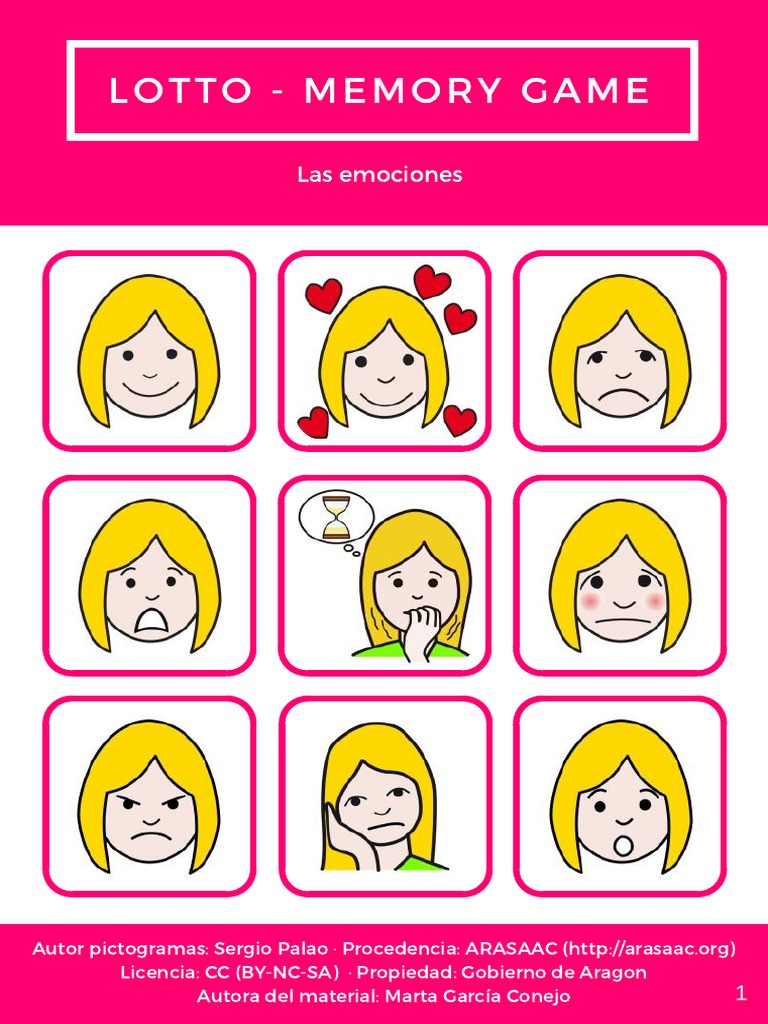 Juego de memoria: emociones y pictogramas | PDF