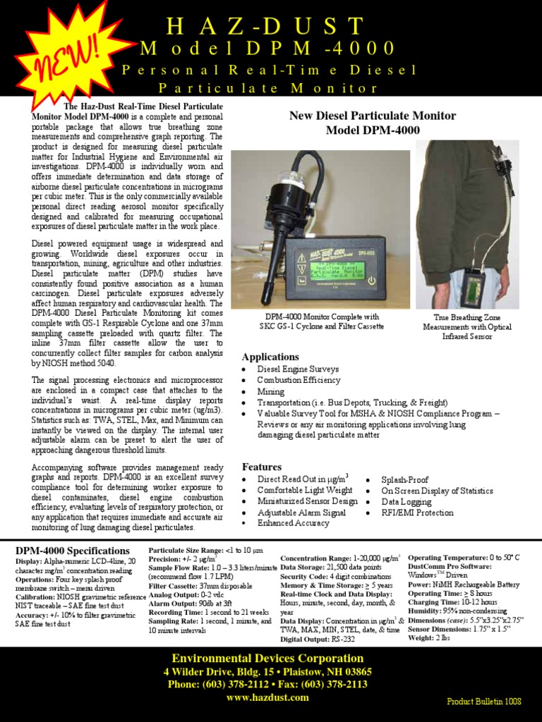 Model DPM-4000: Personal Real-Time Diesel Particulate Monitor | PDF ...