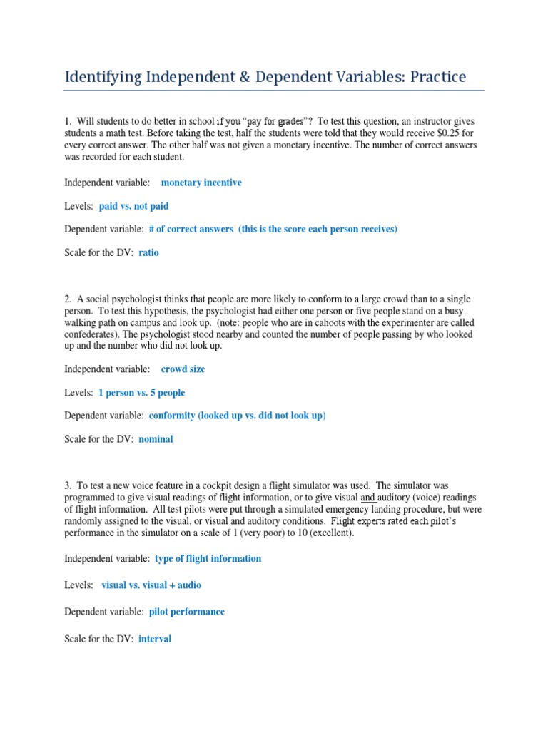 Identifying Dependent and Independent Variable | PDF | Likert Scale ...