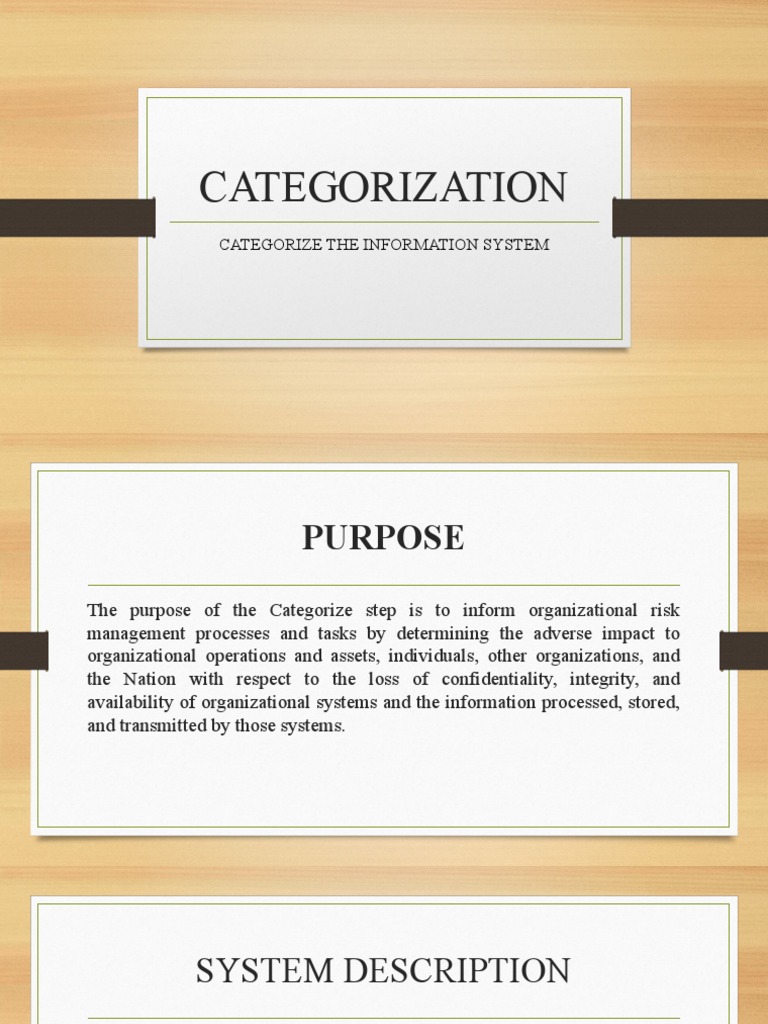 Categorization: Categorize The Information System | PDF | System ...