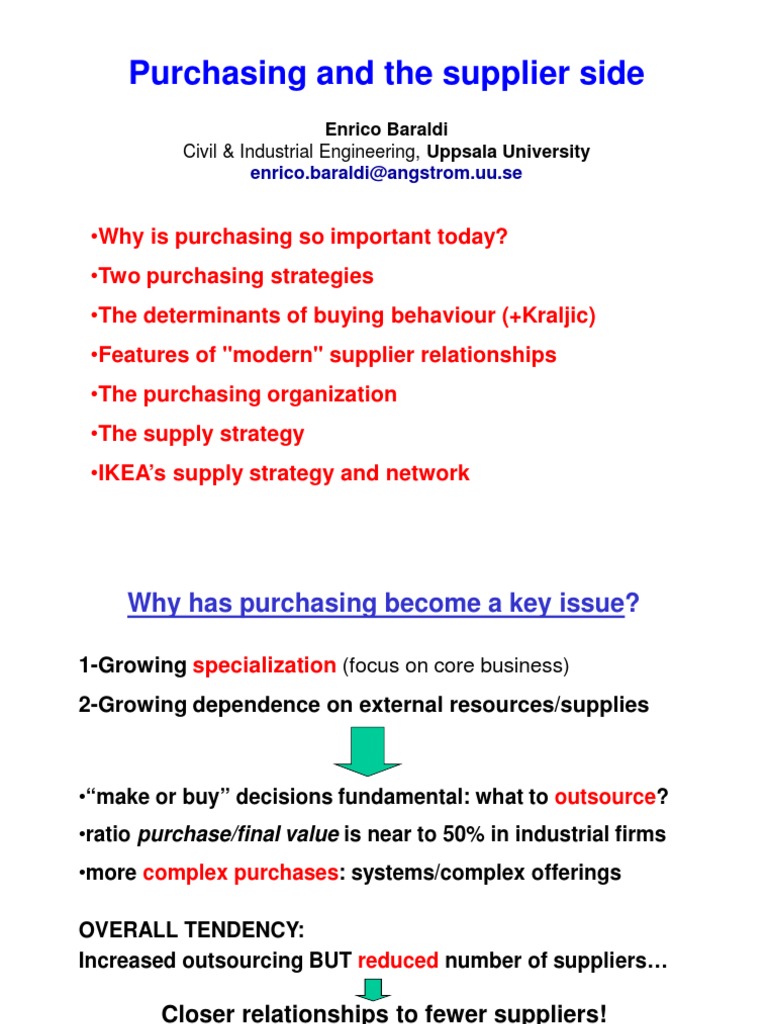 Modern Purchasing Strategies and Supplier Relations | PDF | Supply ...