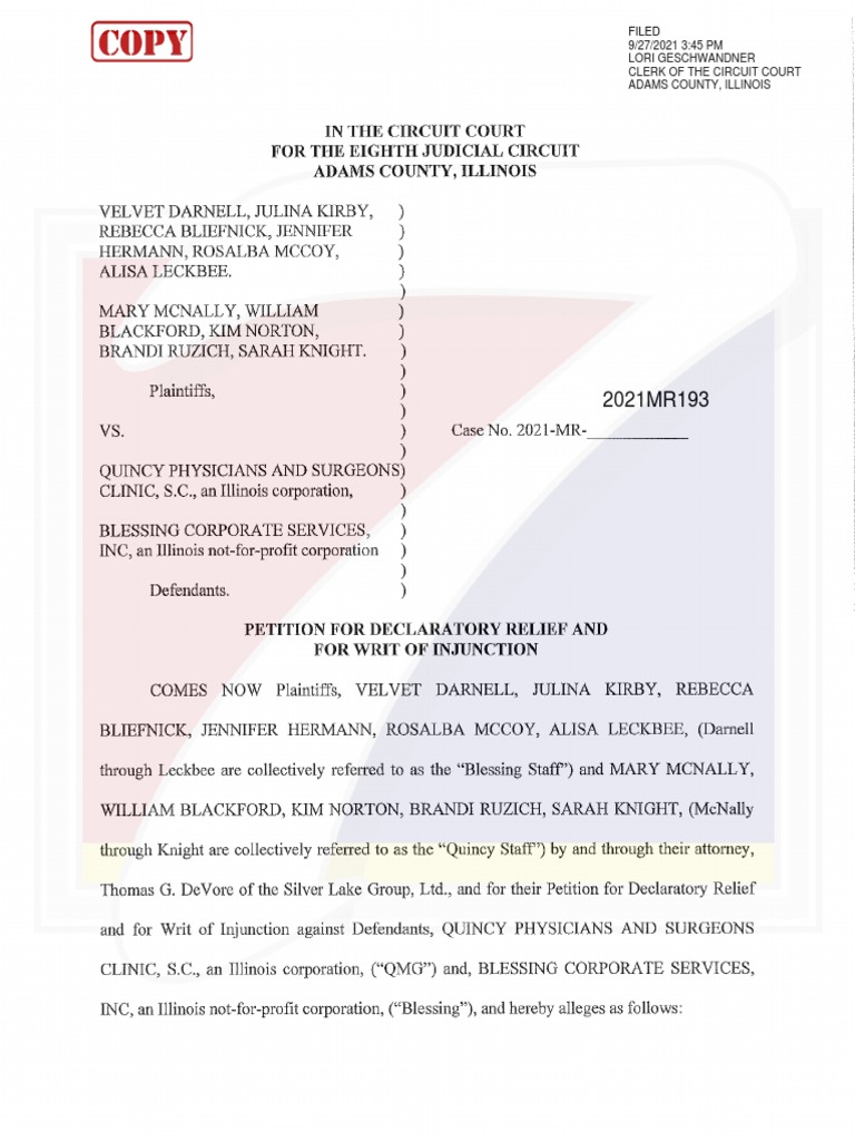 Petition For Declaratory Relief and For Writ of Injunction | PDF