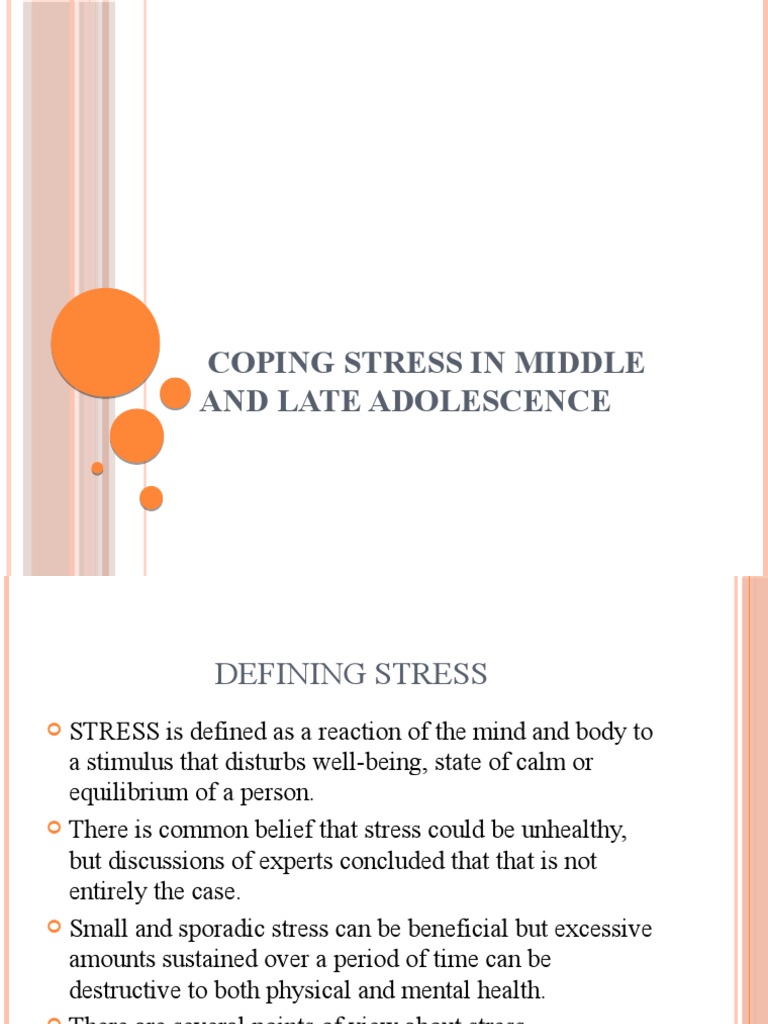 Coping Stress In Middle And Late Adolescence Pdf Stress Biology