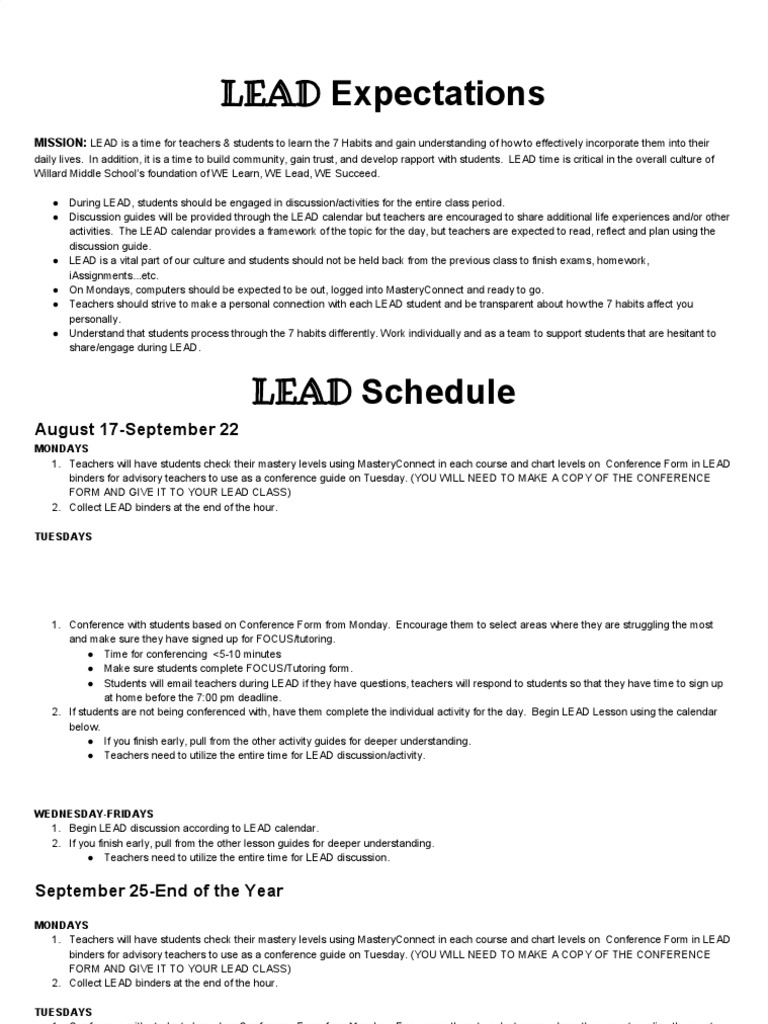 LEAD Program Overview for Teachers | PDF