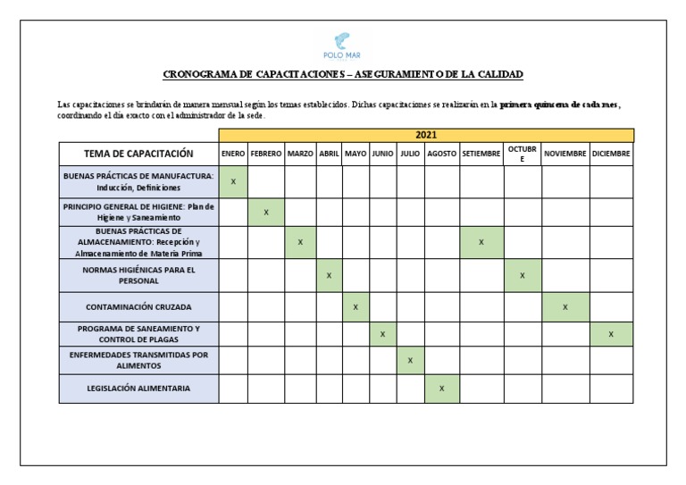 Cronograma de Capacitaciones 2021 | PDF