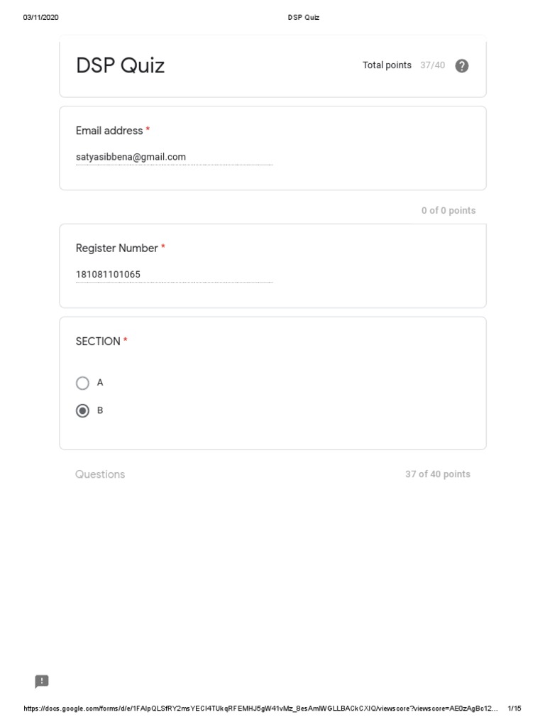 DSP Quiz | PDF | Digital Signal Processing | Discrete Fourier Transform