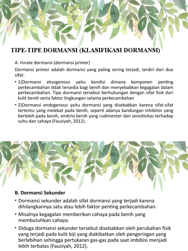 MEKANISME DAN CARA PEMECAHAN DORMANSI BENIH | PDF