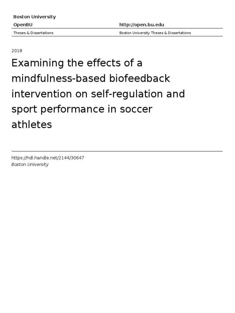 Mindfulness Based Biofeedback and Sports Performance | PDF ...