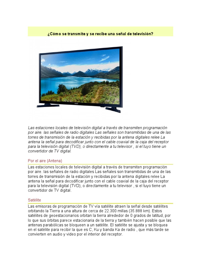 Cómo Se Transmite y Se Recibe Una Señal de Televisión | PDF