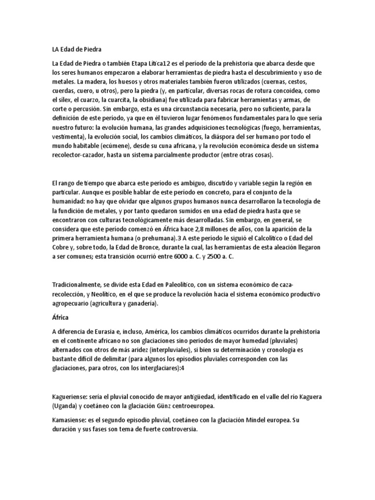 LA Edad de Piedra | PDF | Edad de Piedra | Arqueología