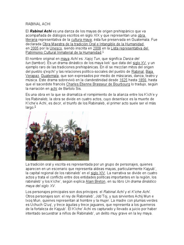 Tradiciones Mayas: Rabinal Achí y Palo Volador | PDF | Las artes ...