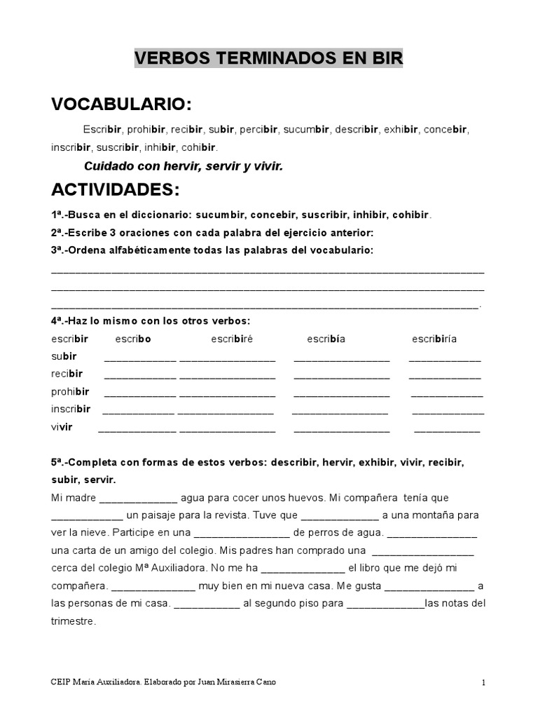 Verbos Terminados en Bir | PDF