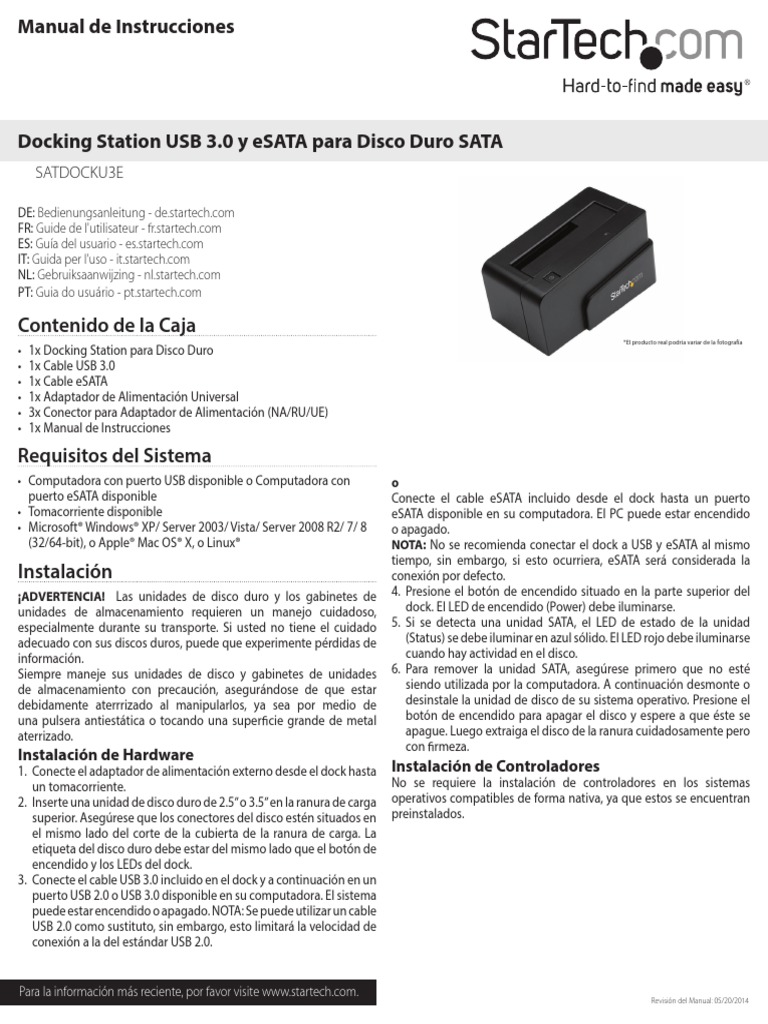Manual de Instrucciones DockingStation USB 3.0 | PDF | USB | Marca ...