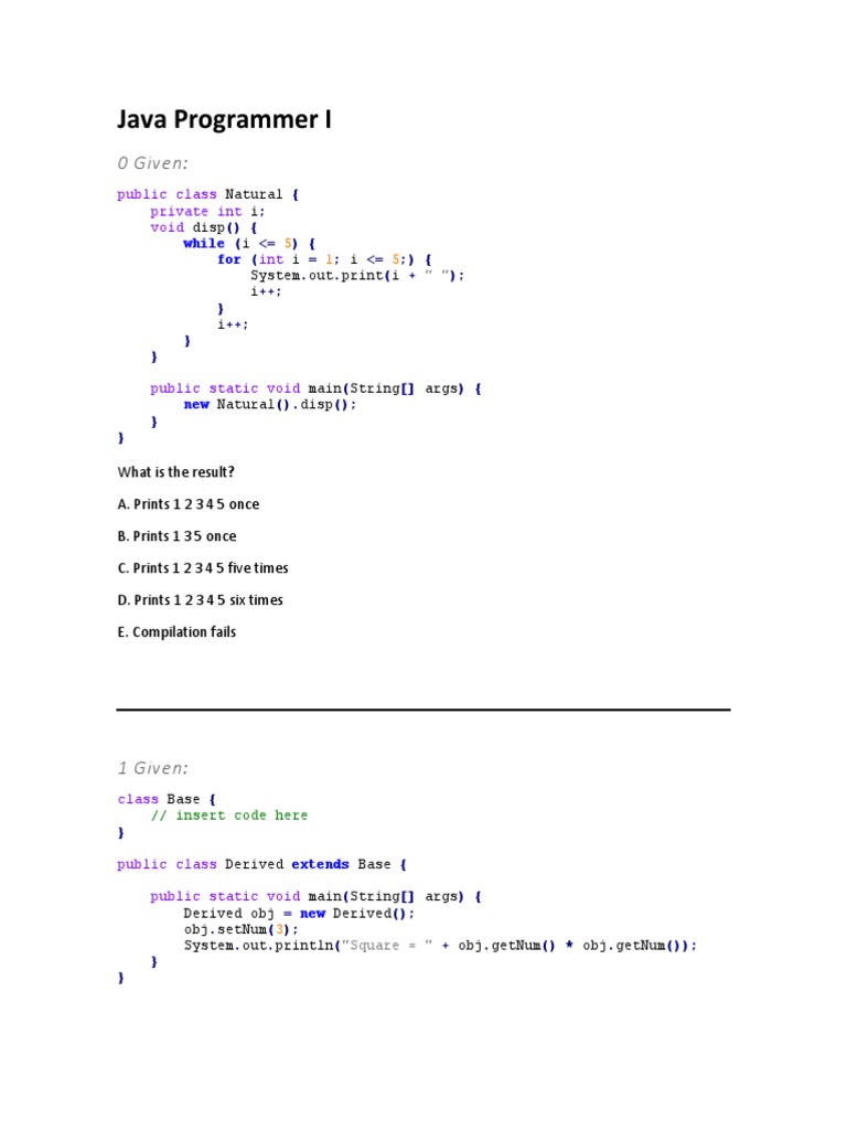 Examen Java Programmer I | Download Free PDF | Method (Computer ...