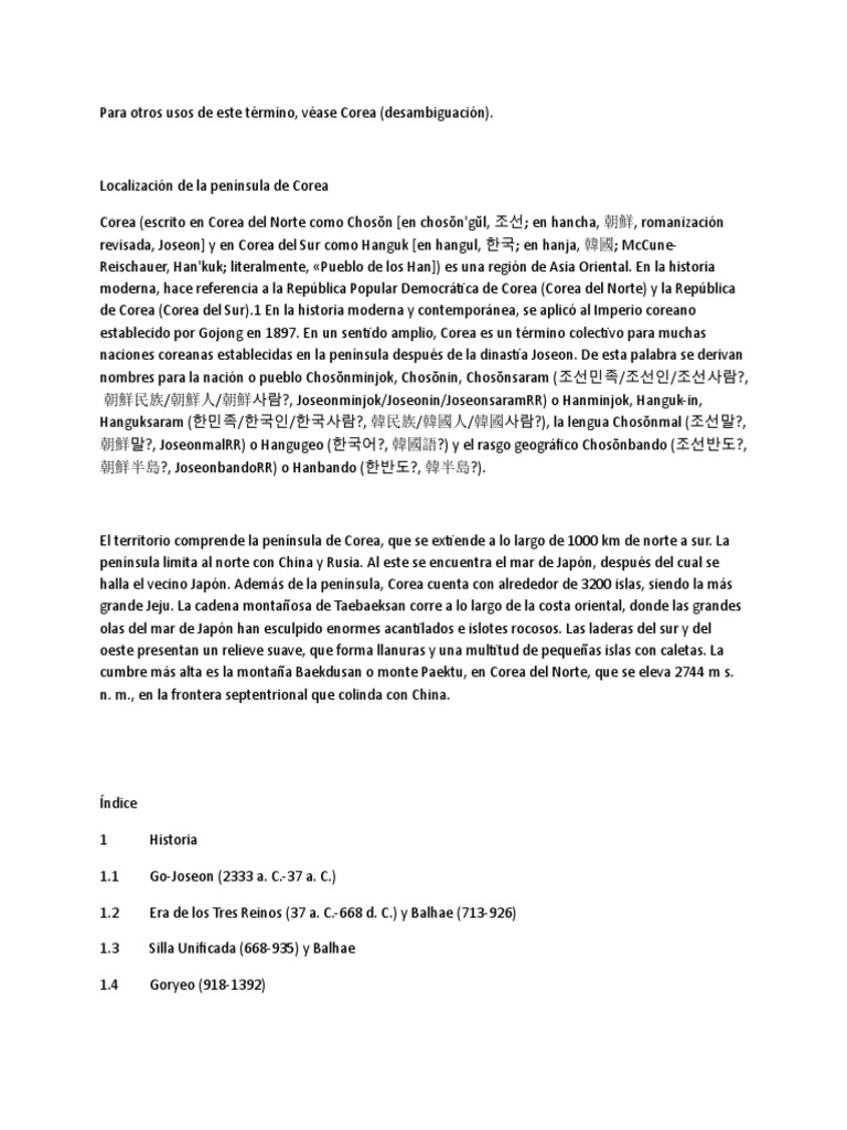 Corea Del Sur Su Historia | PDF | Corea | Corea del Sur