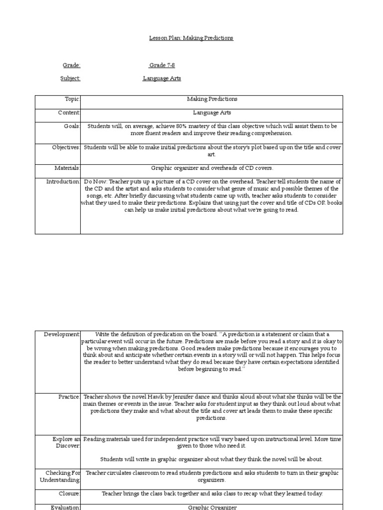 Di Hawk Lesson 1 Lesson Plan-2 | PDF | Lesson Plan | Neuropsychological ...