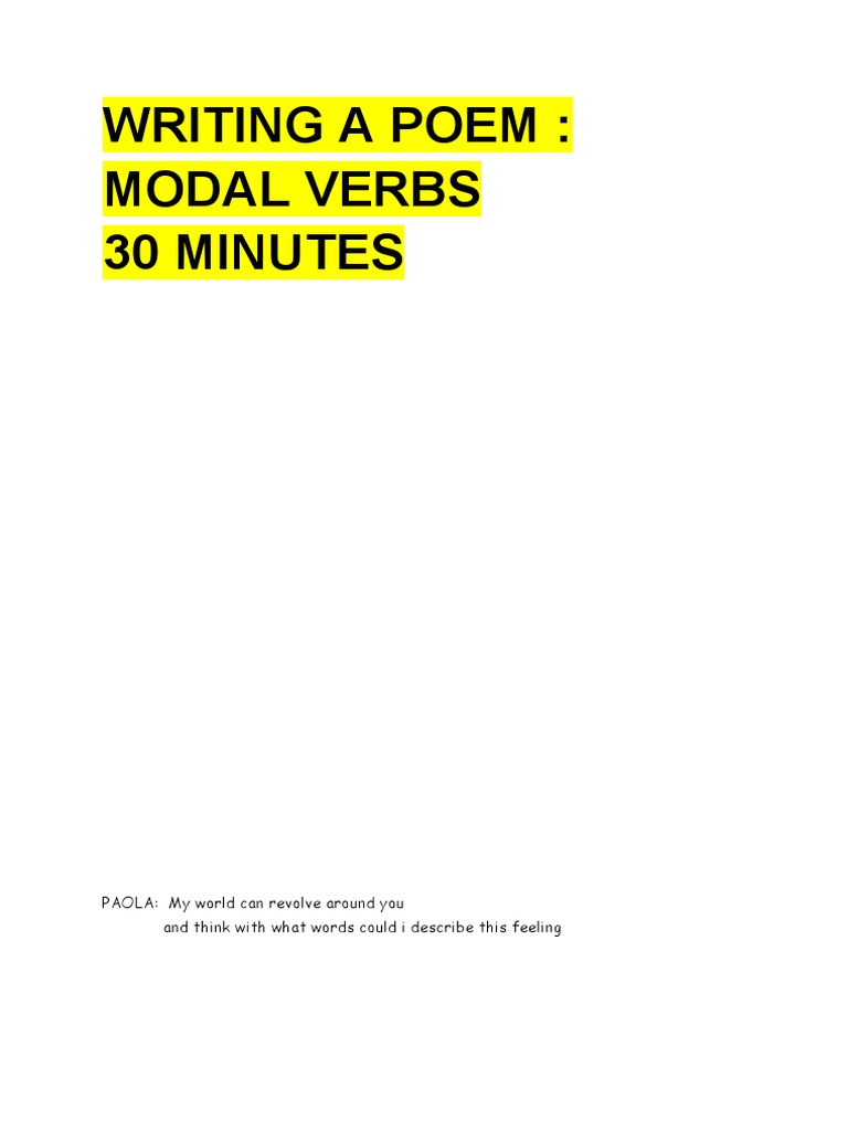 Writing A Poem Modal Verbs | PDF | Feeling