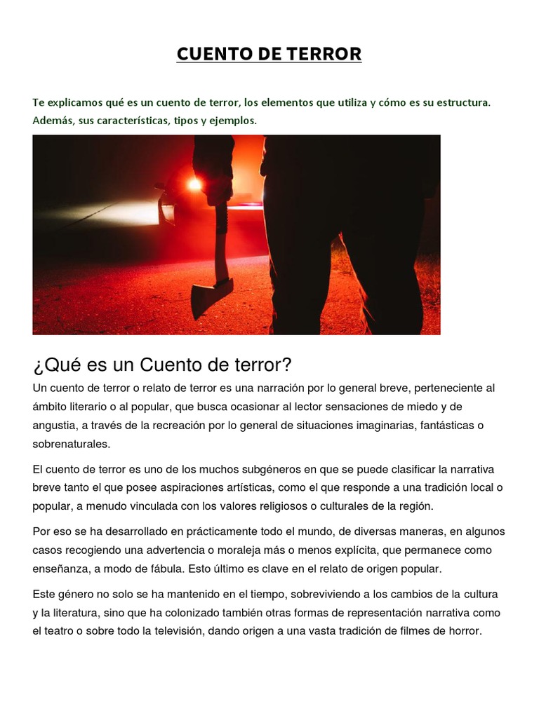 Lectura El Cuento de Terror. | PDF | Ficción de terror | Cuentos