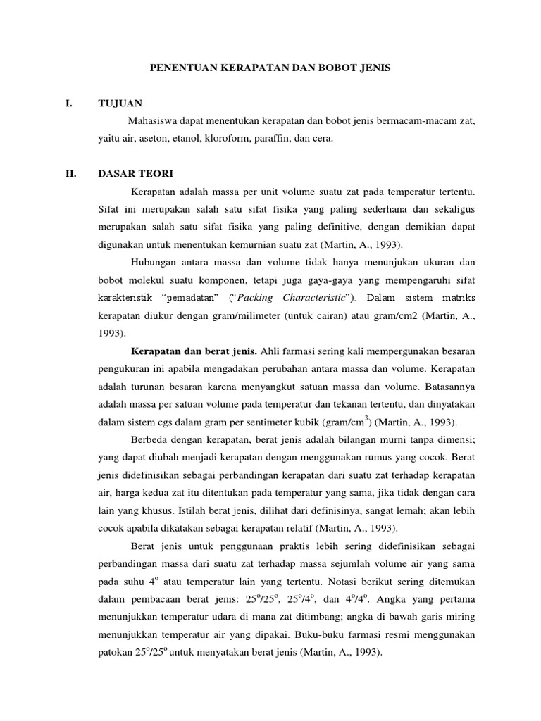Penentuan Kerapatan Dan Bobot Jenis | PDF