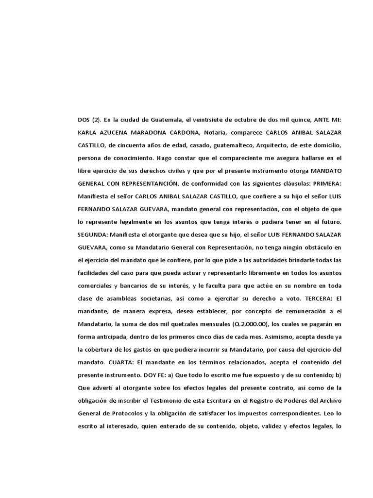 Mandato General Con Representación | PDF