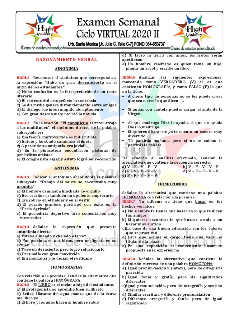 2do Examen Virtual RV y RM | PDF | Ciencia cognitiva | Comunicación