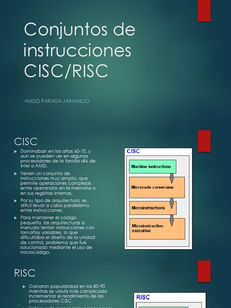 Cisc y Risc - Hugo Parada | PDF | Unidad Central de procesamiento | Ingeniería de Sistemas