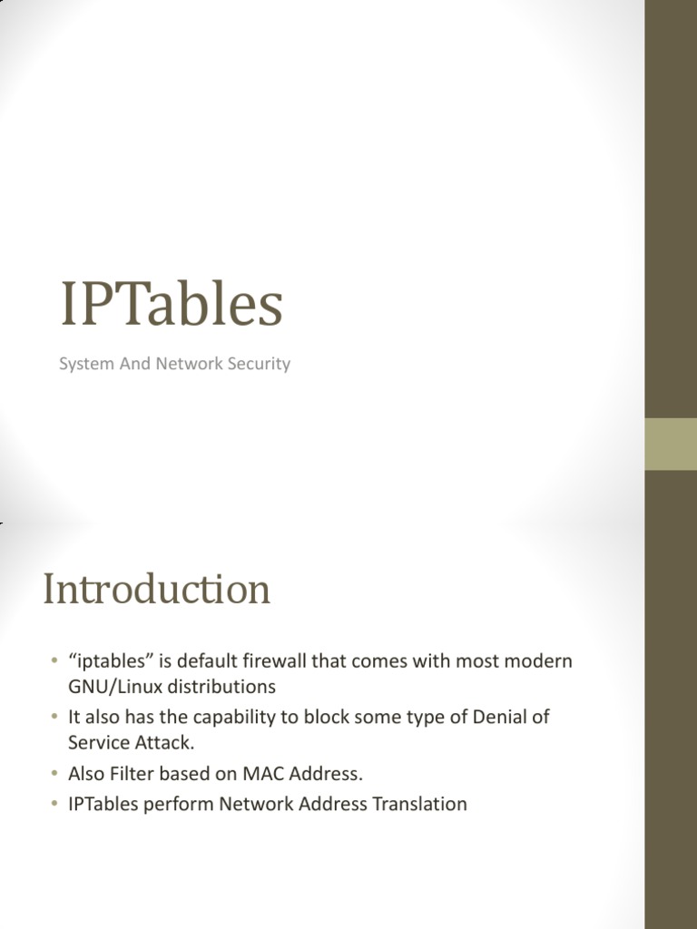 Iptables: System and Network Security | PDF | Firewall (Computing) | Network Protocols