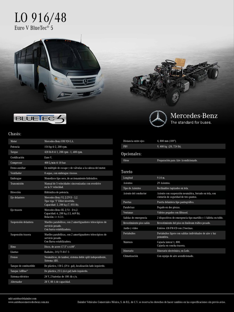 Chasis LO 916 48 Toreto | PDF | Mercedes Benz | Vehículo de motor