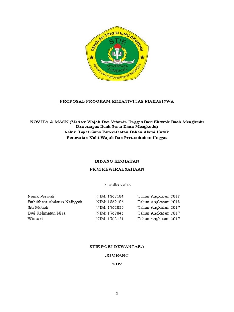 PROPOSAL PKM NOVITA AND MASK Fix | PDF