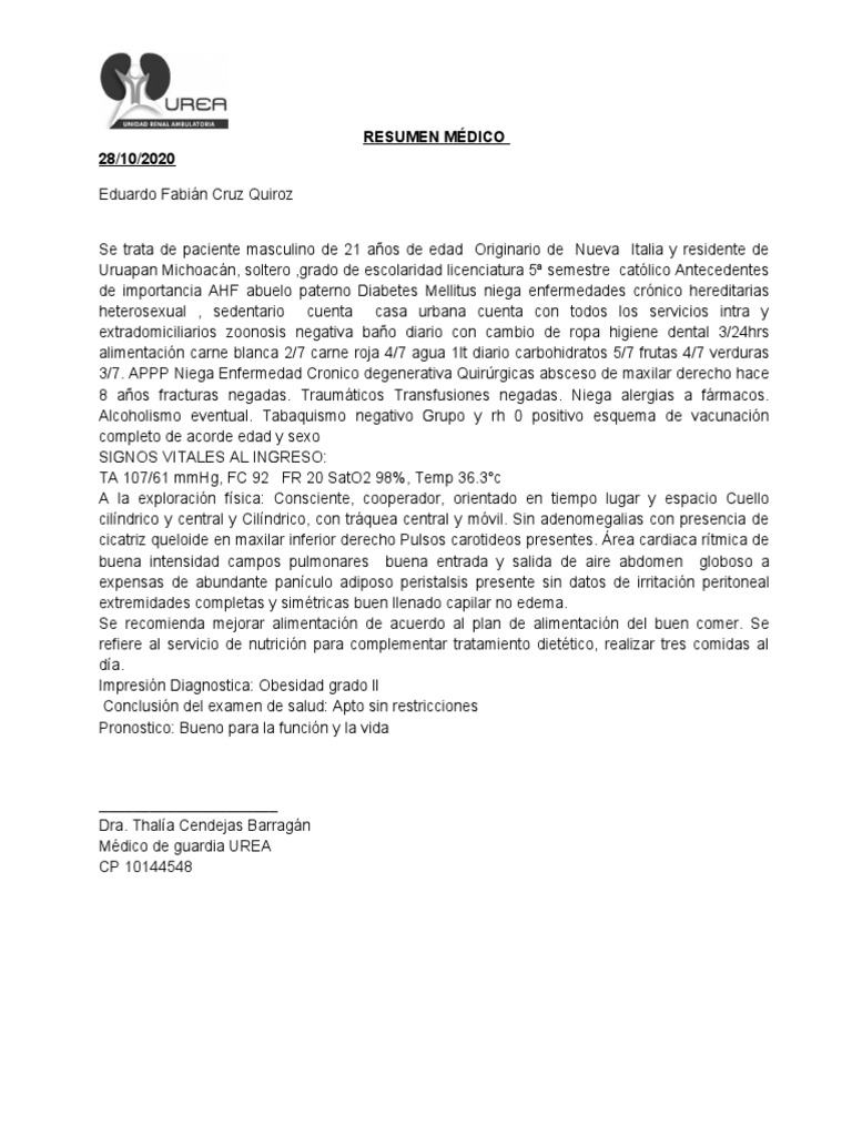 Resúmenes Médicos de Pacientes | PDF | Diabetes | Obesidad
