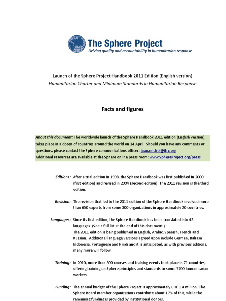 Facts and Figures: Launch of The Sphere Project Handbook 2011 Edition ...