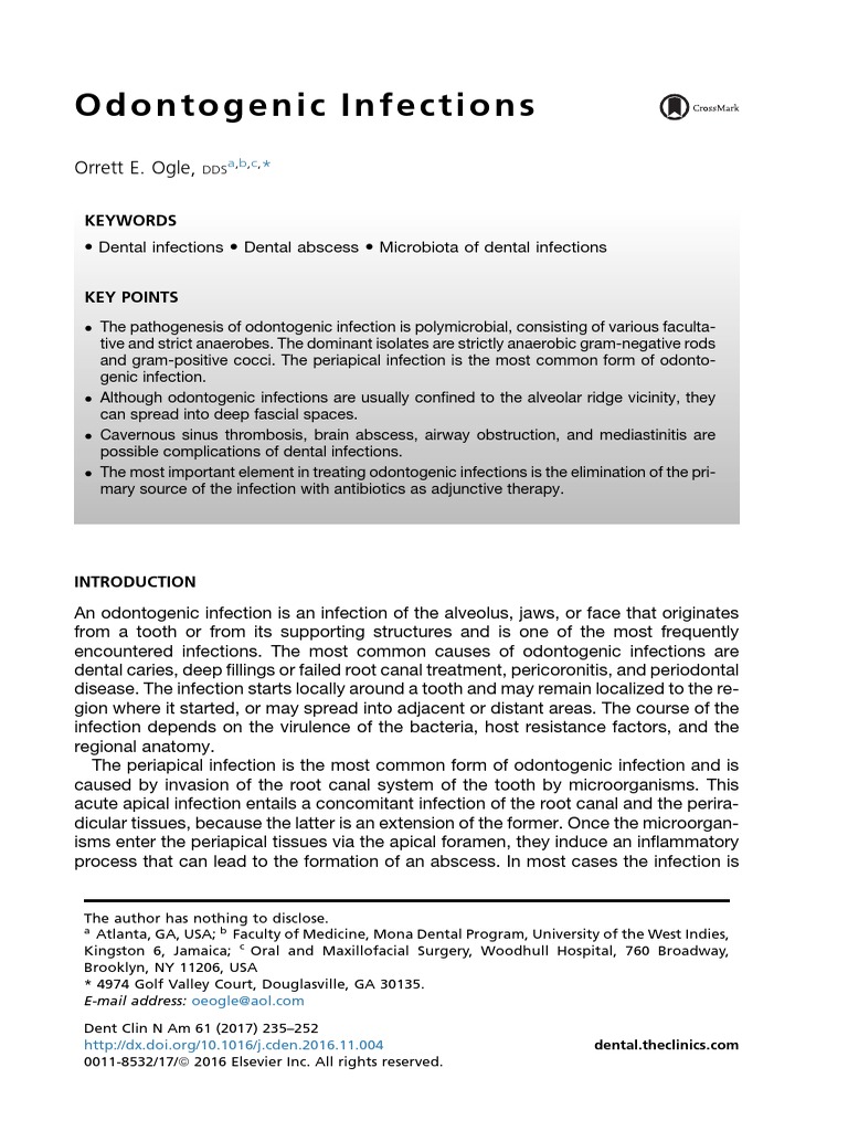 Odontogenic Infections Pdf Streptococcus Medical Specialties