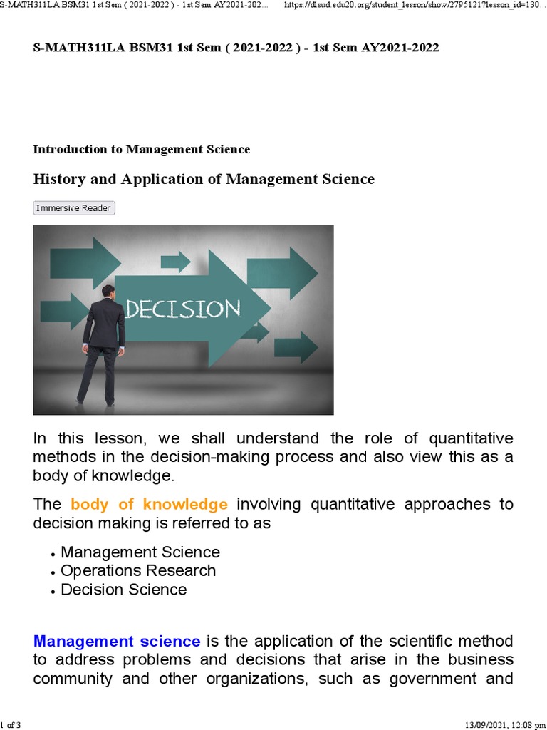 S-MATH311LA BSM31 1st Sem (2021-2022) - 1st Sem AY2021-2022 | PDF | Operations Research | Science