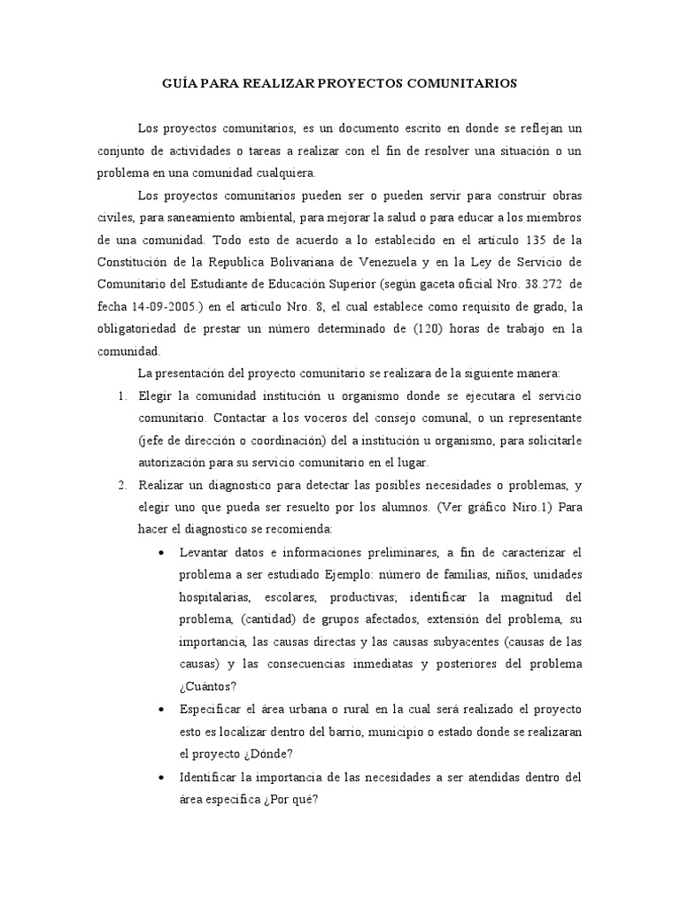 Guía para Realizar Proyectos Comunitarios | PDF | Planificación