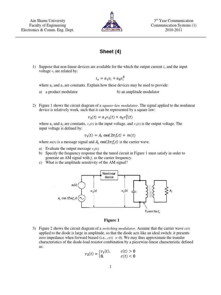 Sheet 4 Communication Signals Pdf Detector Radio Modulation