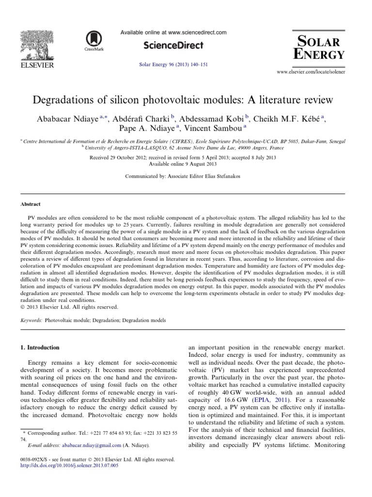 Understanding Photovoltaic Module Degradation: A Literature Review on ...