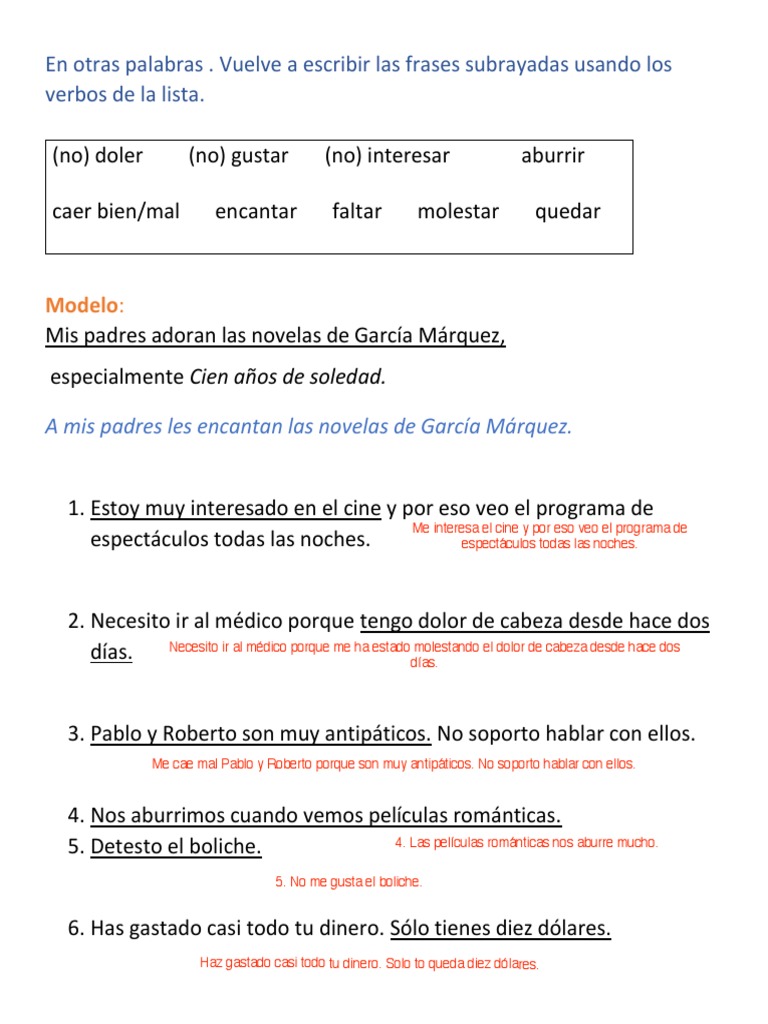 2.2 Gustar and Similar Verbs | PDF | Artes del Lenguaje y Comunicación ...