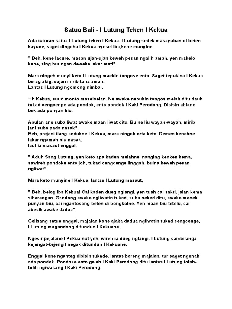Satua Bali | PDF