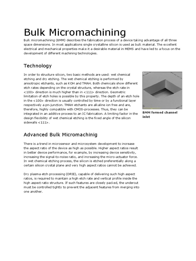 Bulk Micromachining | PDF