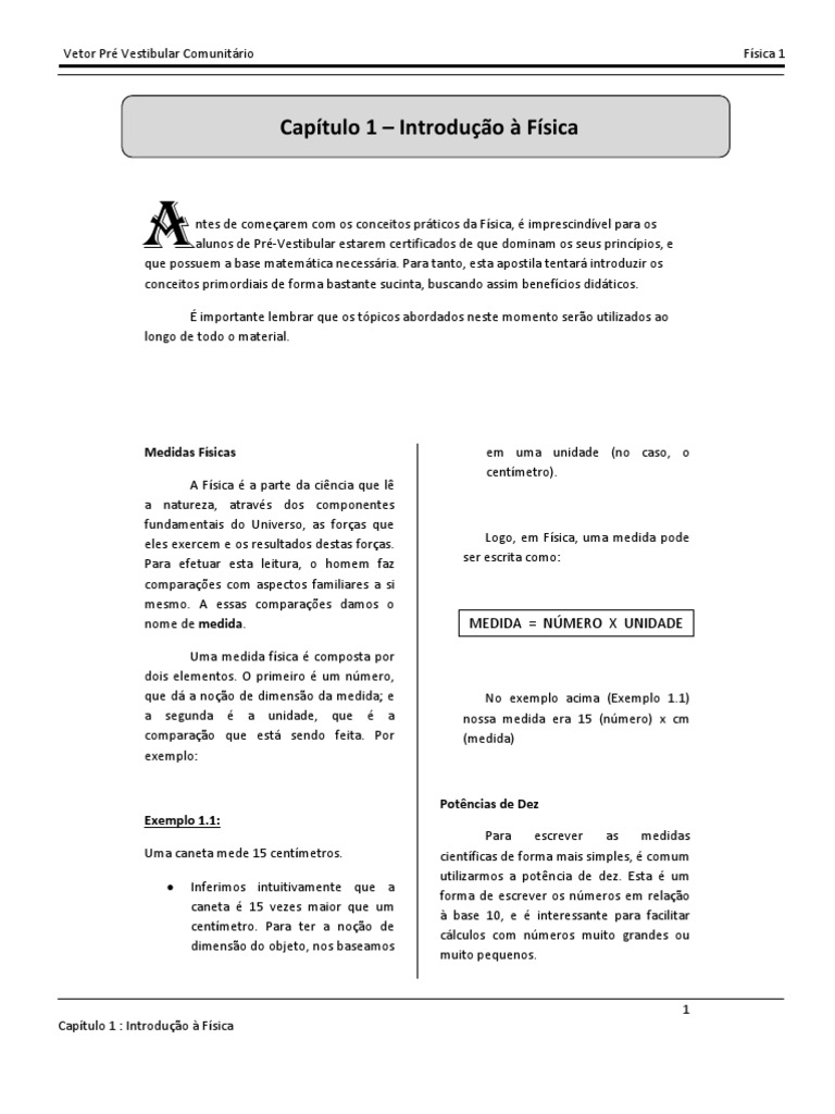 Física - Cap 01 - Introd | PDF