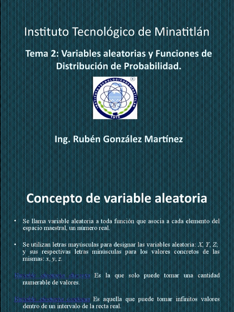 Tema 2 Variables | PDF | Variable aleatoria | Probabilidad