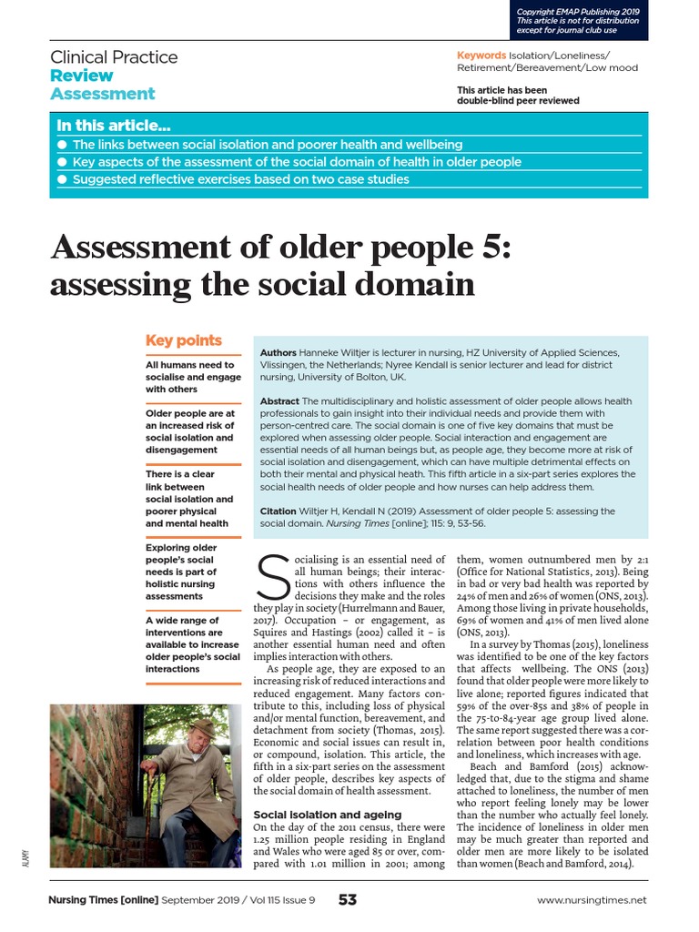 Assessment of Older People 5: Assessing The Social Domain | Download ...