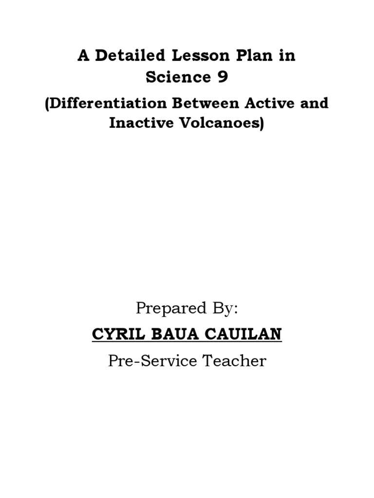 A Detailed Lesson Plan in Science 9 - Classification of Volcanoes | PDF ...