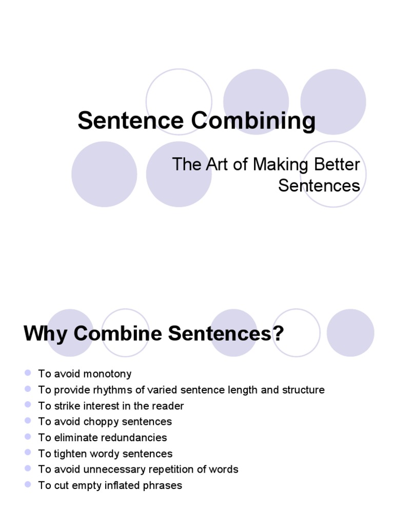Sentence Combining Power Point | PDF | Syntax | Grammar