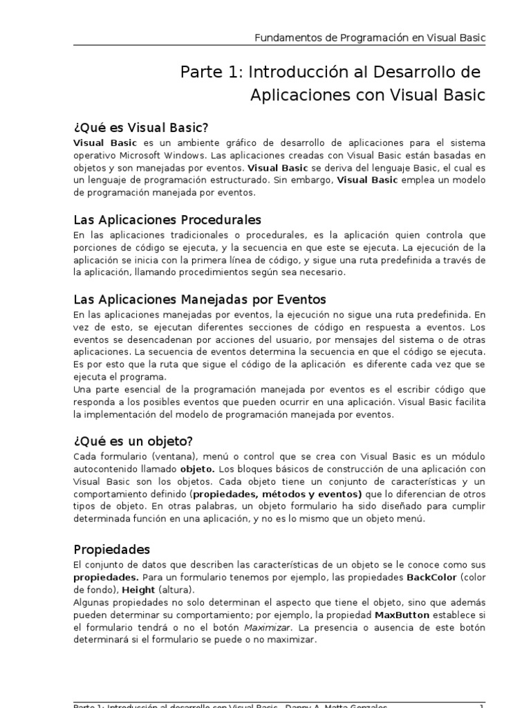 Fundamentos de Visual Basic | PDF | Ventana (informática) | Objeto ...