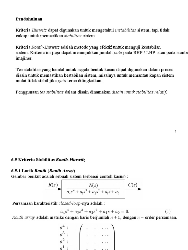 ROUTH HURWITH - Mesin | PDF