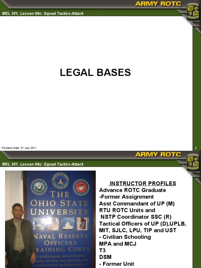 Legal Bases: MSL 301, Lesson 08c: Squad Tactics-Attack | PDF | Reserve ...