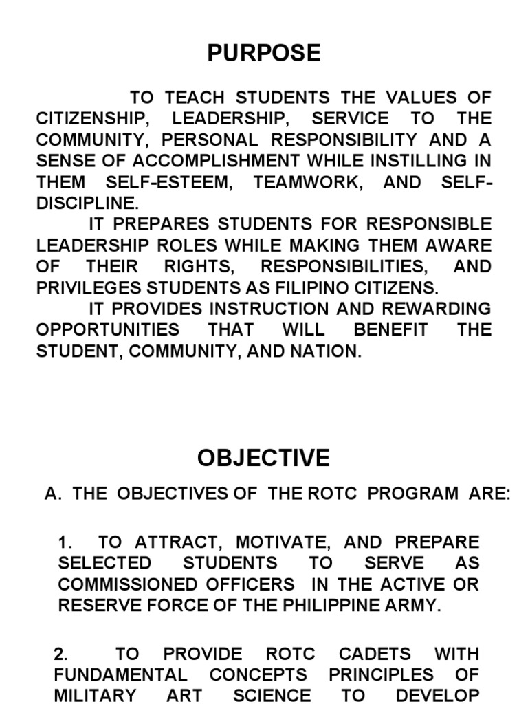 Rotc Orientation | PDF | Reserve Officers' Training Corps | Leadership