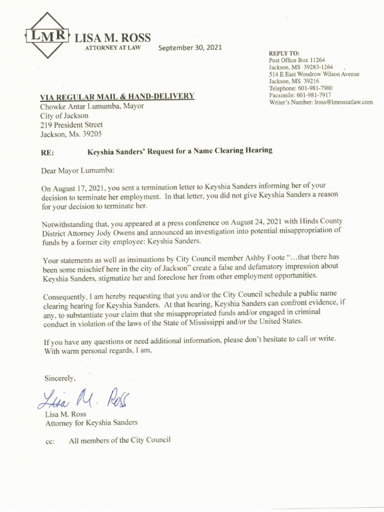 Keyshia Sanders Letter | PDF