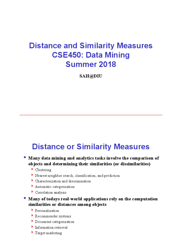 Data Mining: Distance & Similarity | PDF | Statistical Classification ...